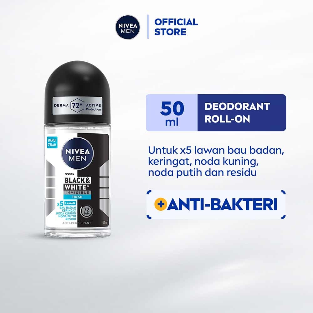 Jual NIVEA DEO ROLL ON INVSIBLE FRESH MEN BLACK & WHITE 50mL | Shopee ...