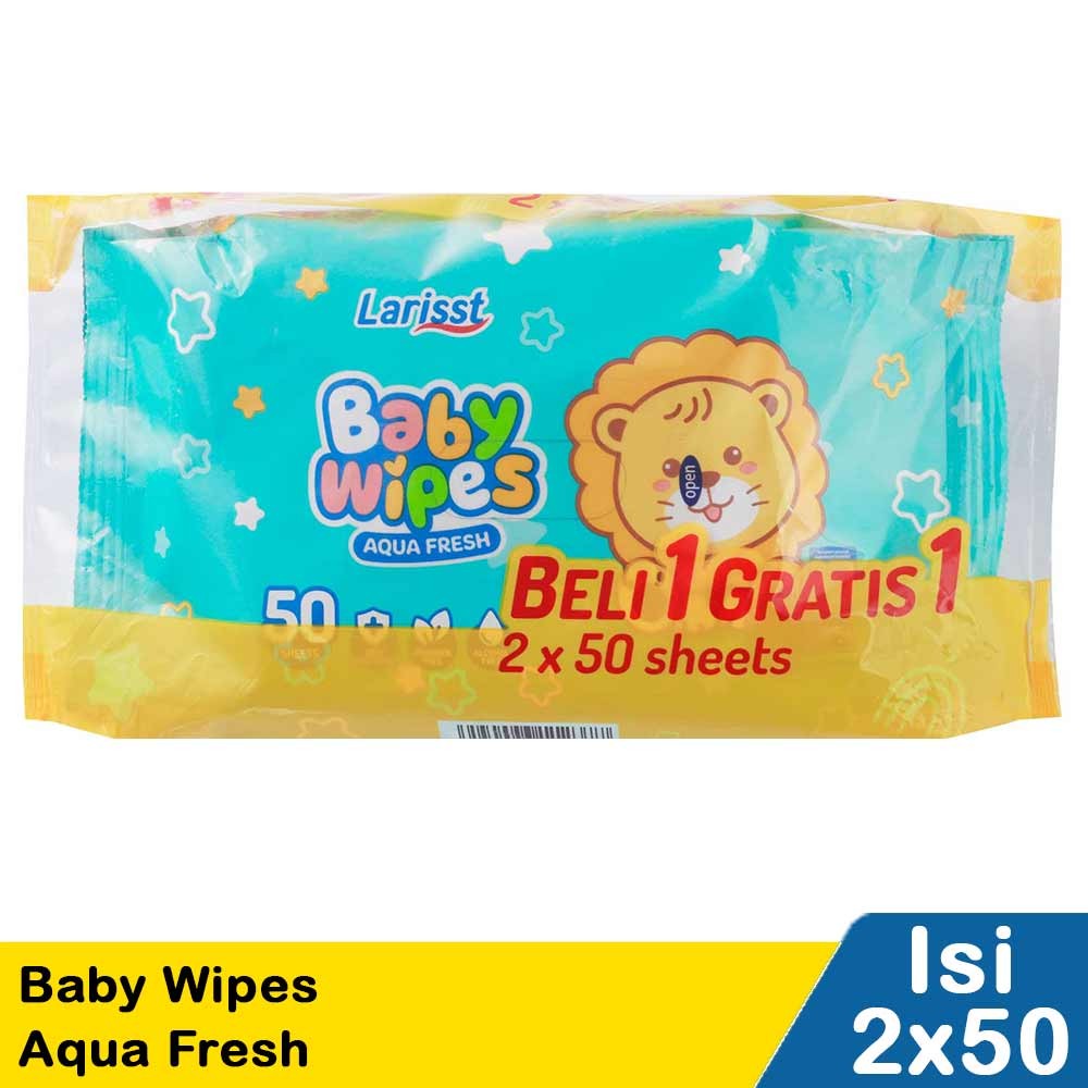 Jual LARISST BABY WIPES AQUA FRESH 2x50s | Shopee Indonesia