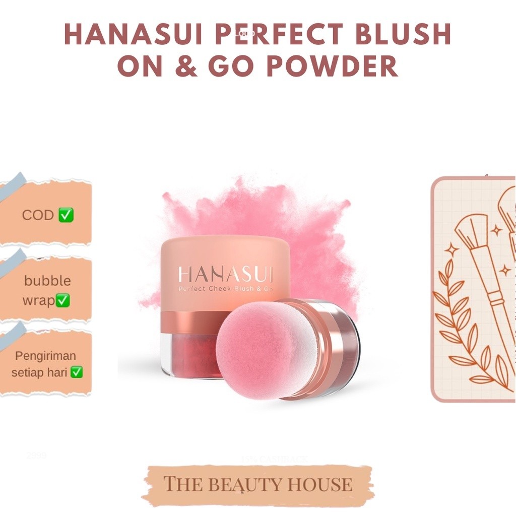 Jual ORIGINAL 100% HANASUI PERFECT BLUSH ON & GO POWDER TERMURAH ...