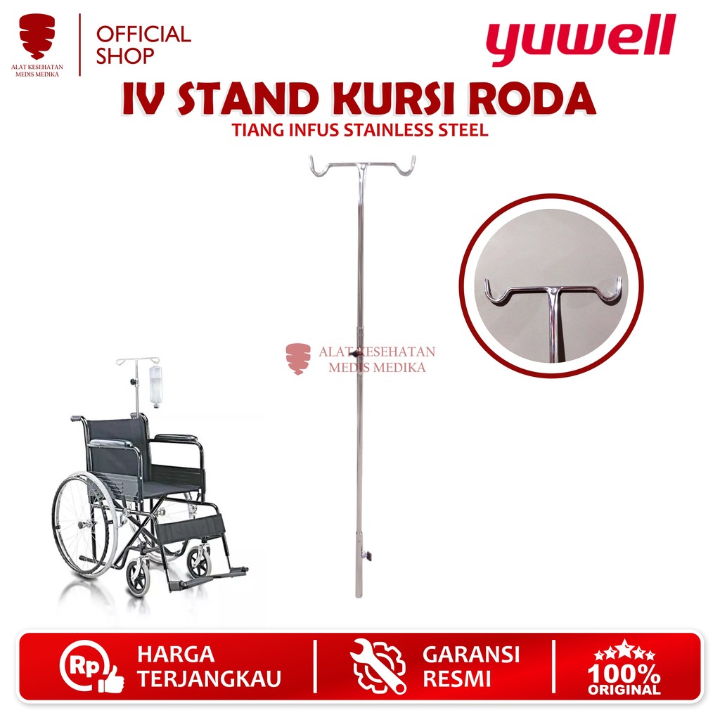 Jual Tiang Infus Kursi Roda IV Stand Stainless Steel Infusion Wheel ...
