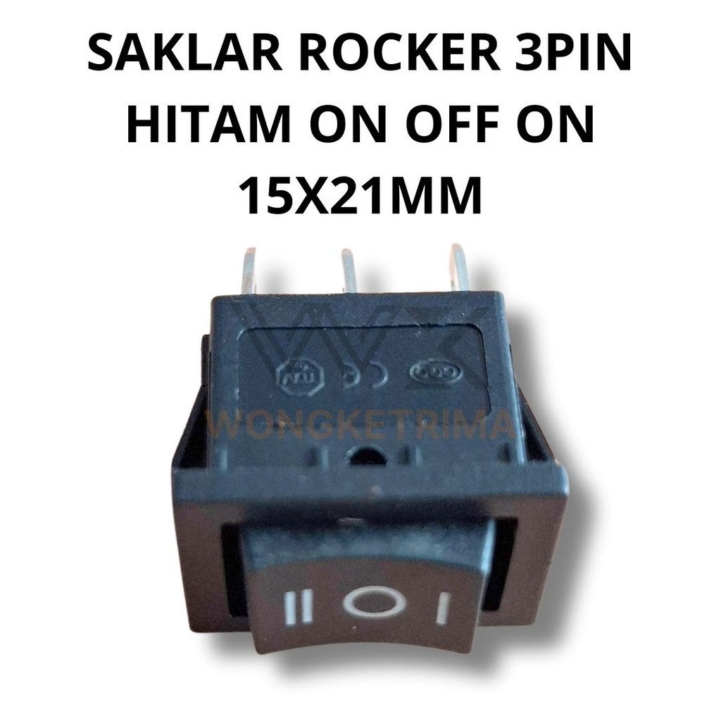 Jual SWITCH ROCKER SAKLAR ON OFF ON 3 PIN KOTAK 6A 250V 10A 125V - 21MM ...