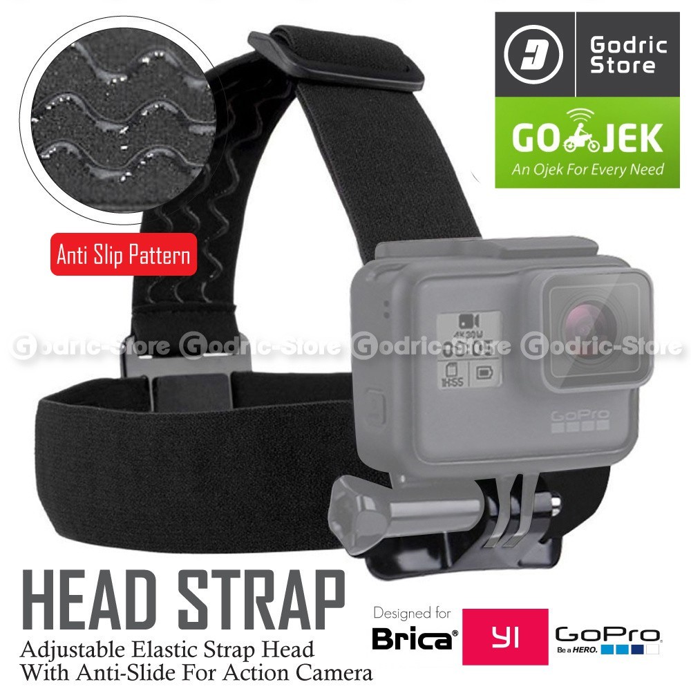 Jual Action Cam Head Strap w/ 3 Stripe Anti-Slide for GOPRO / XIAOMI YI ...