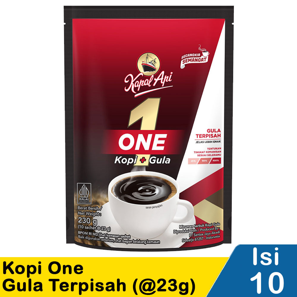 Jual KAPAL API KOPI ONE + GULA TERPISAH 10x23g | Shopee Indonesia