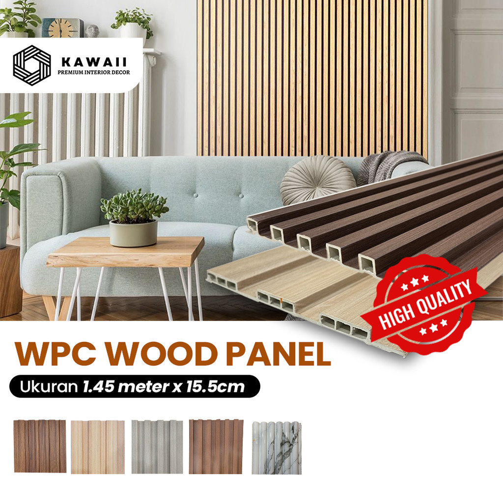 Jual Wall Panel WPC Wood Premium 1.45 meter x 15.5cm dekorasi dinding ...