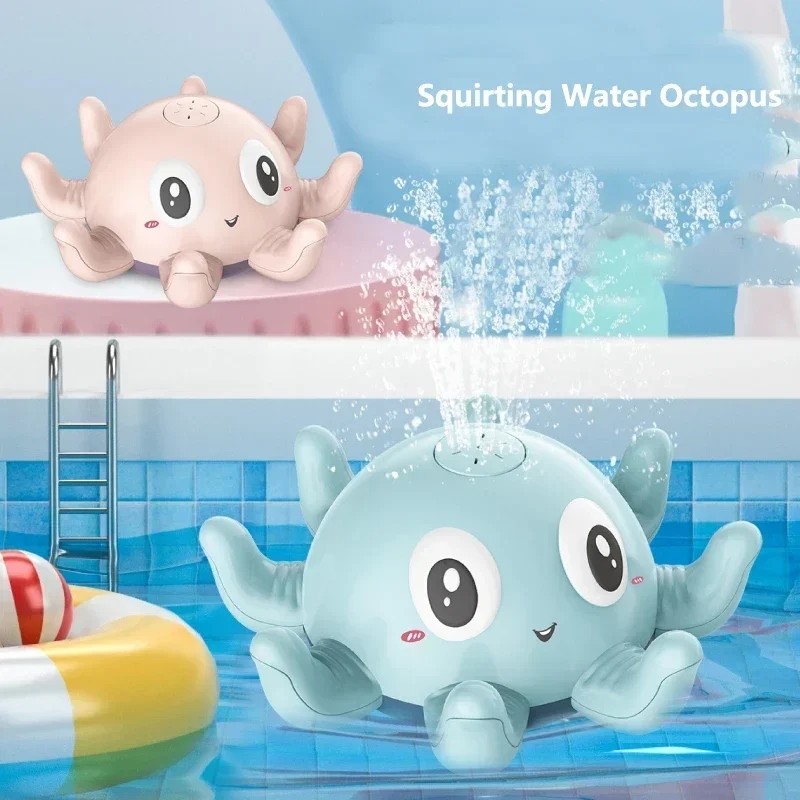 Jual Baby Bath Toys Electric Octopus Automatic Sprinkler Bathtub Toy ...