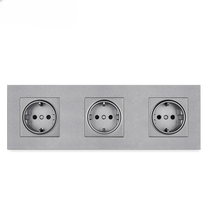 Jual UNKAS White Wall PC Panel 3 Way Power Socket Plug Grounded, 16A EU ...