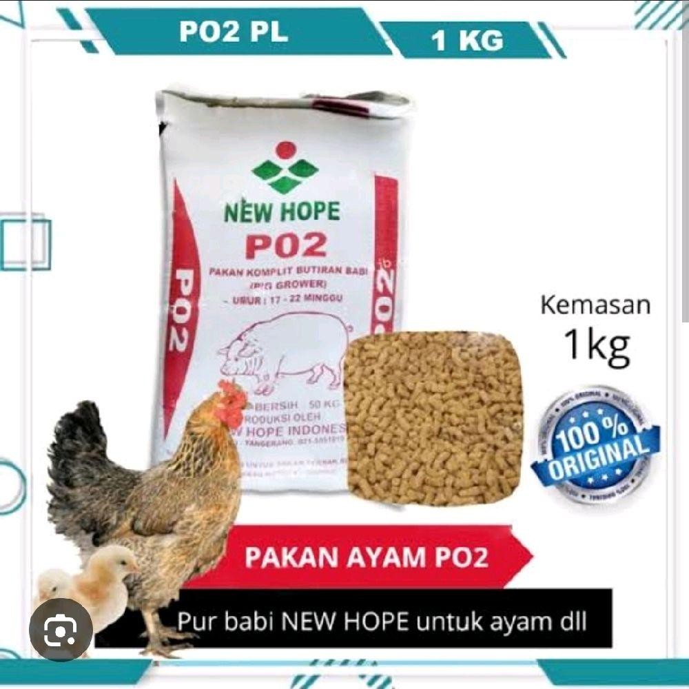 Jual New Hope Pakan Ayam Pur Butiran Babi Pelet PO2 Repack 1 kg Murah ...