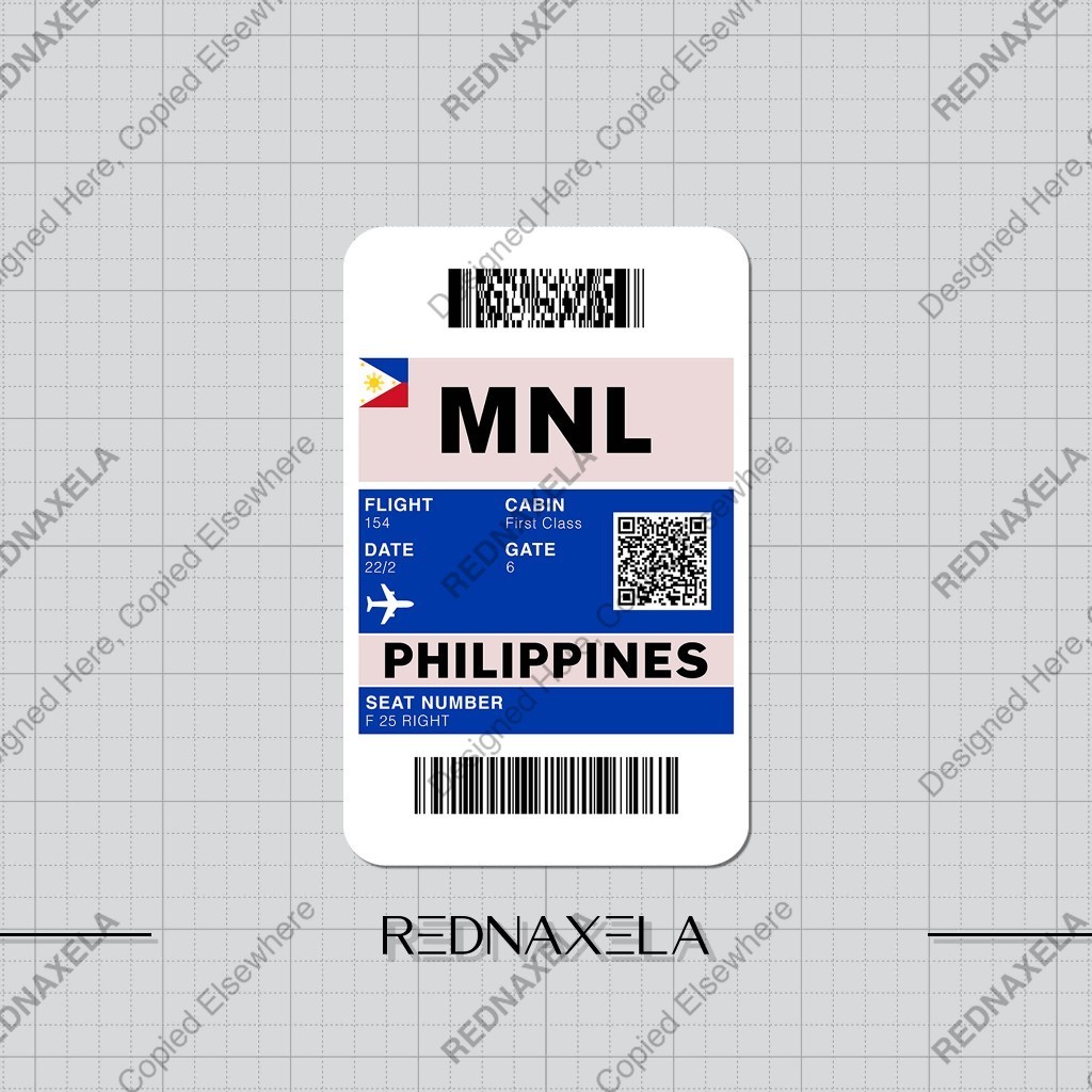 Jual Stiker Vinyl Boarding Pass MNL Manila Philippines Stiker Koper ...