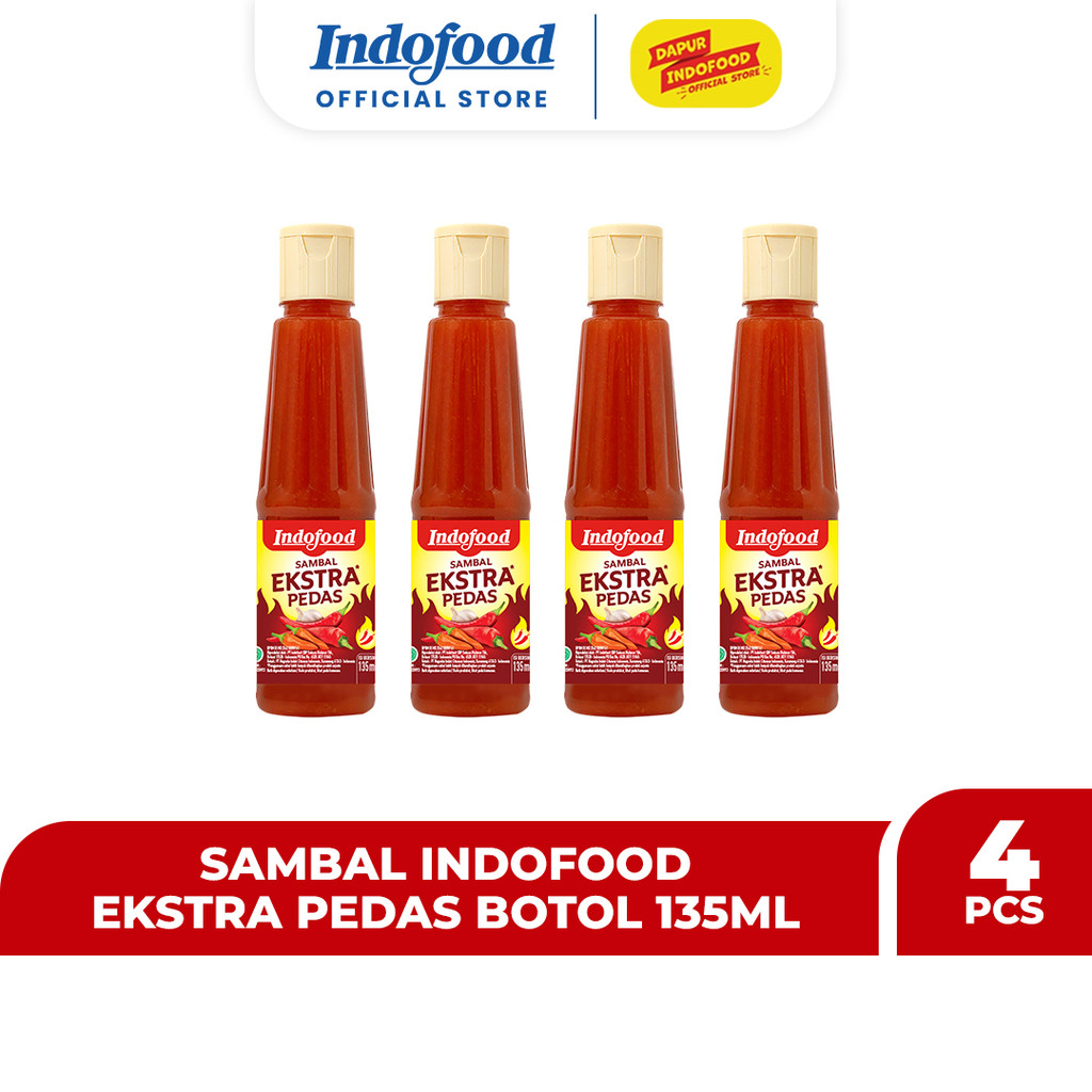 Jual 4 PCS - Sambal Indofood Ekstra Pedas Pet 135 ml | Shopee Indonesia