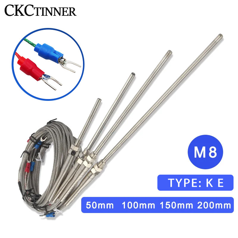 Jual Thermocouple M8 1m 2m 3m 4m 5m Type K E J PT100 50mm 150mm 100mm ...