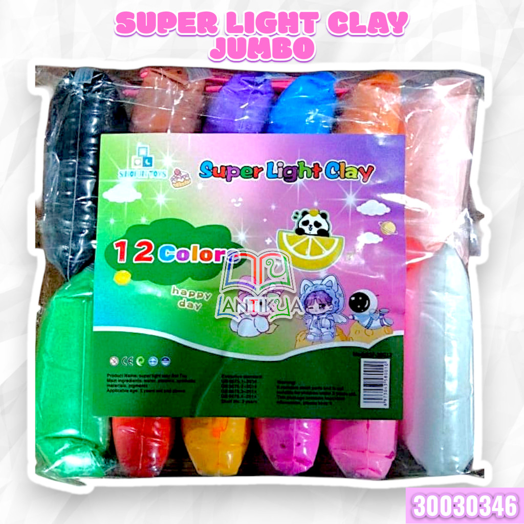 Jual SUPER LIGHT CLAY BESAR 12 WARNA SF 30G / CLAY JUMBO ISI 12 ...