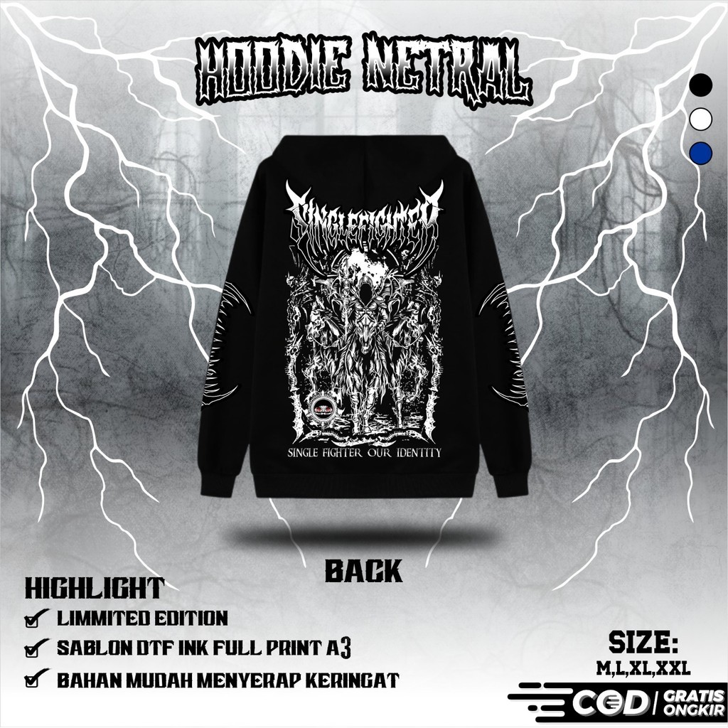 Jual Hoodie Distro Netral Single Fighter Our Identity Sablon High ...