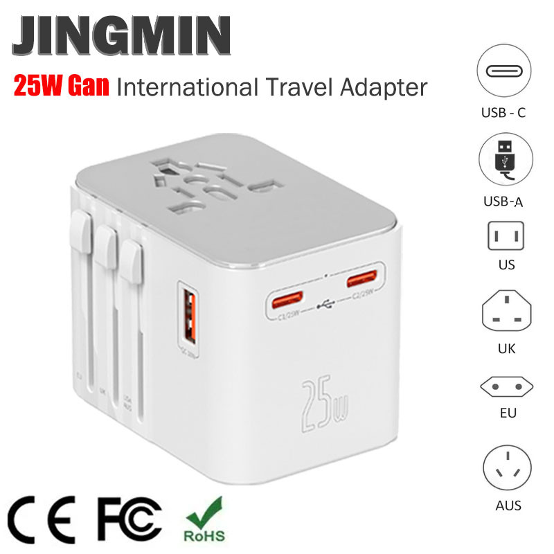 Jual Universal Travel Adapter with 4 AC Outlets Max 2500W 1 USB Port 2 ...
