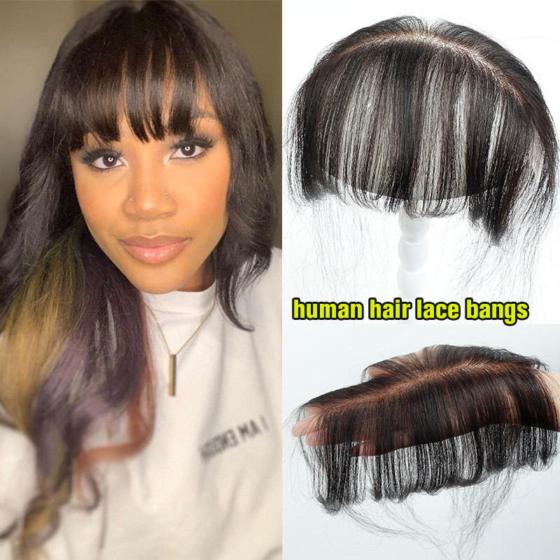 Jual Swiss HD Lace Bangs Human Hair Fringes Extensions 100% Brazilian ...
