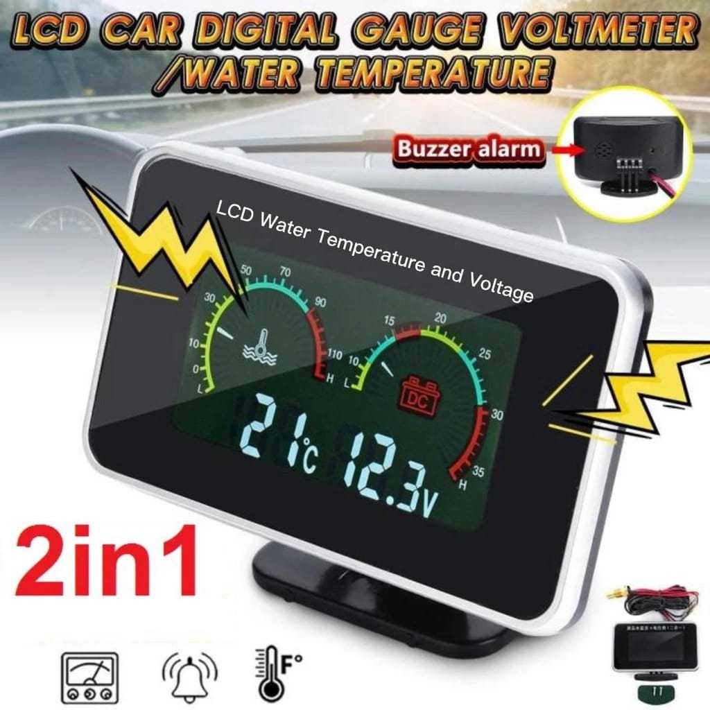 Jual 2in1 Alat Ukur Digital Mobil Motor Voltmeter + Pengukur Suhu Air ...