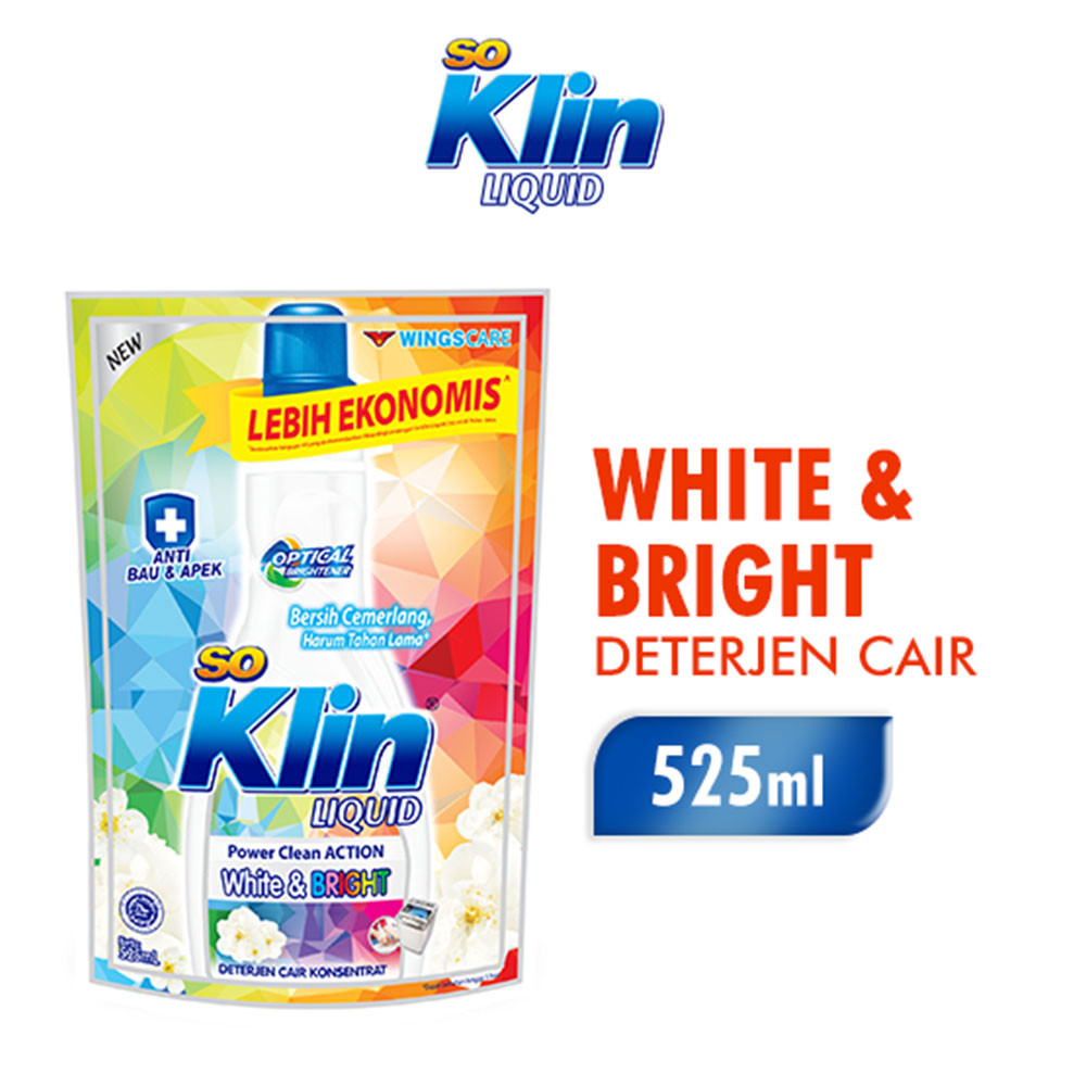 Jual SO KLIN DETERGENT CAIR CLEAN ACTION WHITE & BRIGHT 525/510mL ...