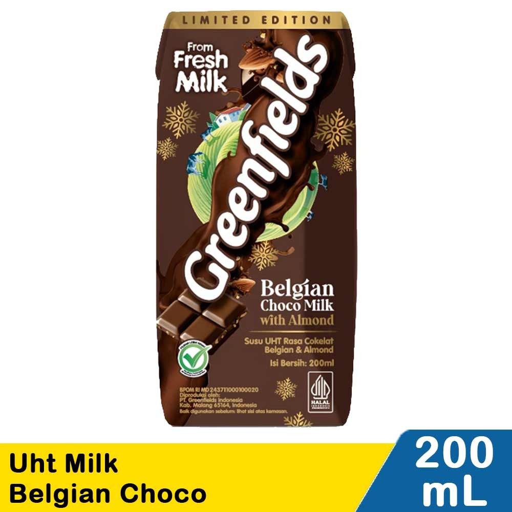 Jual GREENFIELDS UHT MILK BELGIAN CHOCO 200mL | Shopee Indonesia