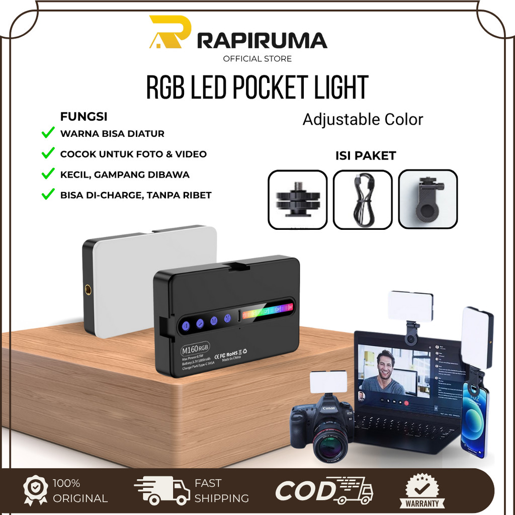 Jual Lampu LED RGB Pocket Light Mini – Lampu Foto & Video Portable ...