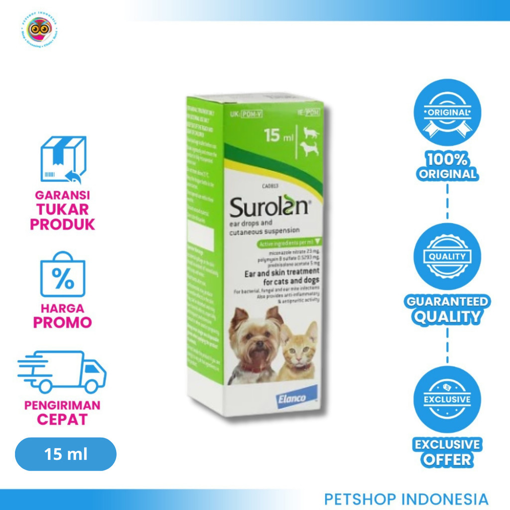 Jual Surolan Drops 15ml - Obat Infeksi Telinga dan Kulit Kucing Anjing ...