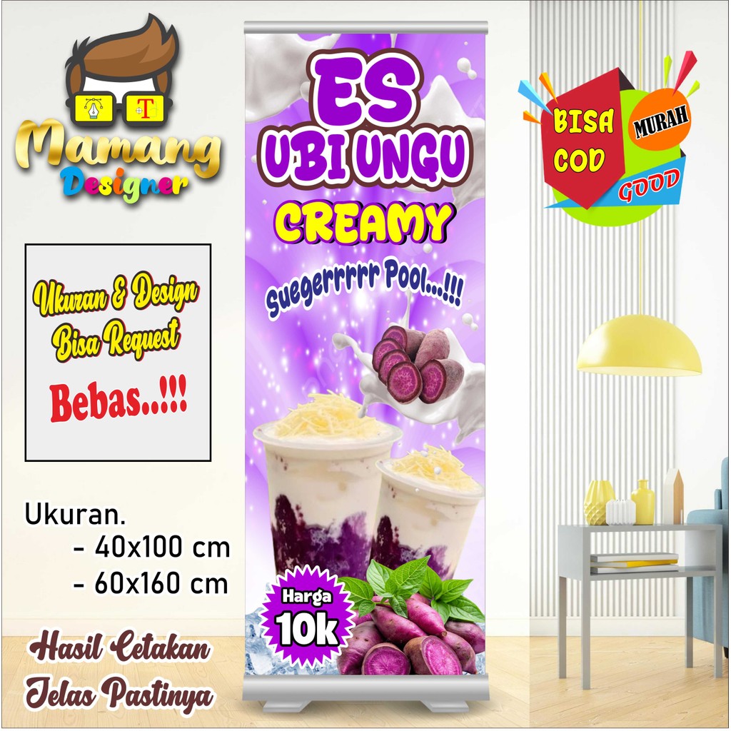 Jual Spanduk Banner Backdrop Minuman Es Ubi Ungu Berdiri Keren | Shopee ...
