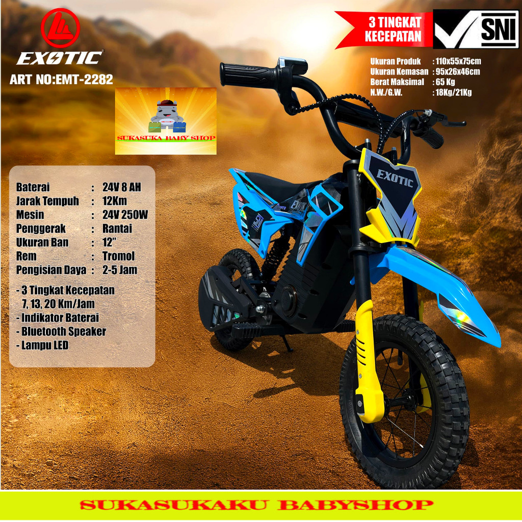 Jual Motor Trail Aki Anak Mini EMT 2282 EXOTIC Elektrik Terbaru X-Trail ...