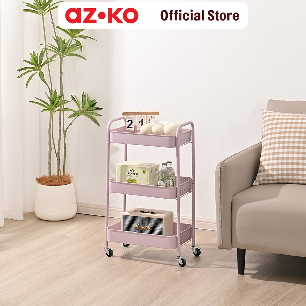 Jual AZKO Stora Milka Rak Troli 3 Tingkat - Pink Rak Serbaguna Rak ...