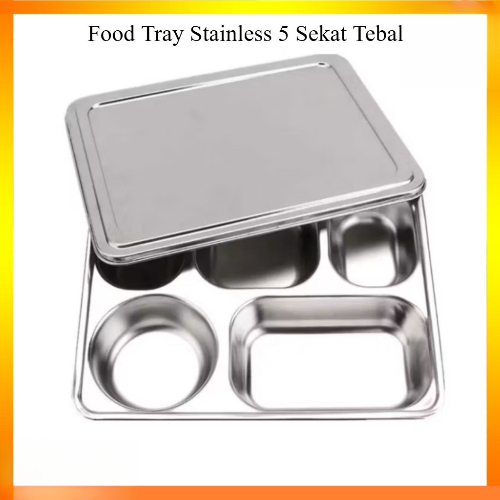 Jual Food Tray Piring 5 Sekat Stainless Steel / Ompreng / Nampan ...