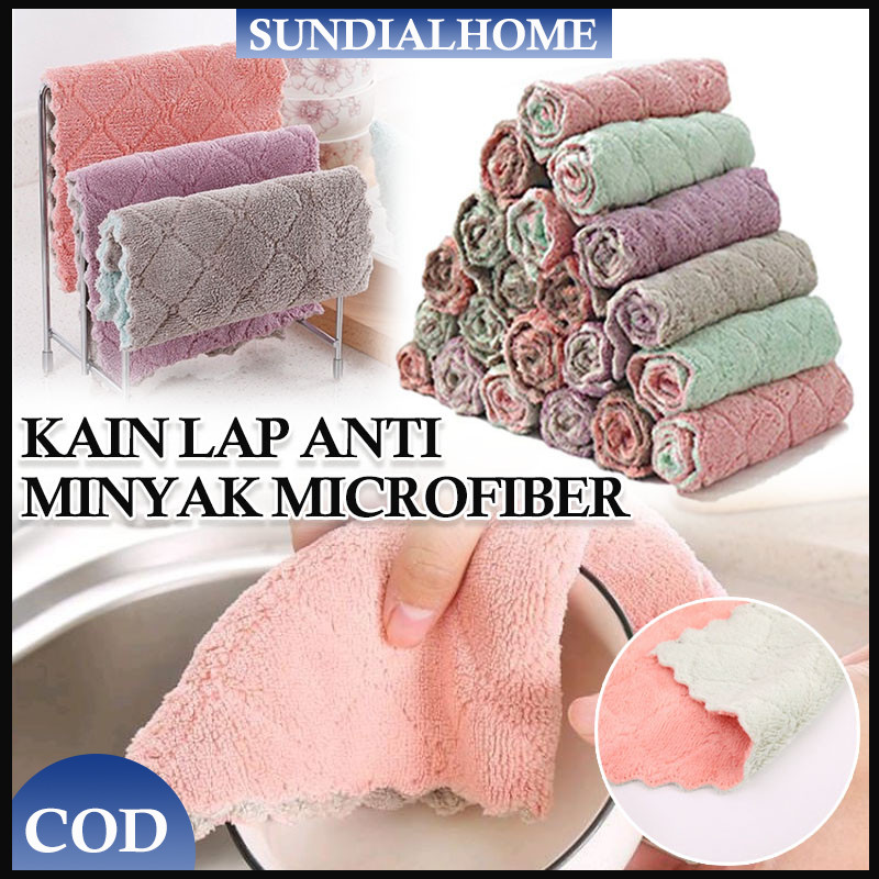 Jual Kain Lap Anti Minyak Microfiber/ Air Kain Lap Piring Dapur Lembut ...