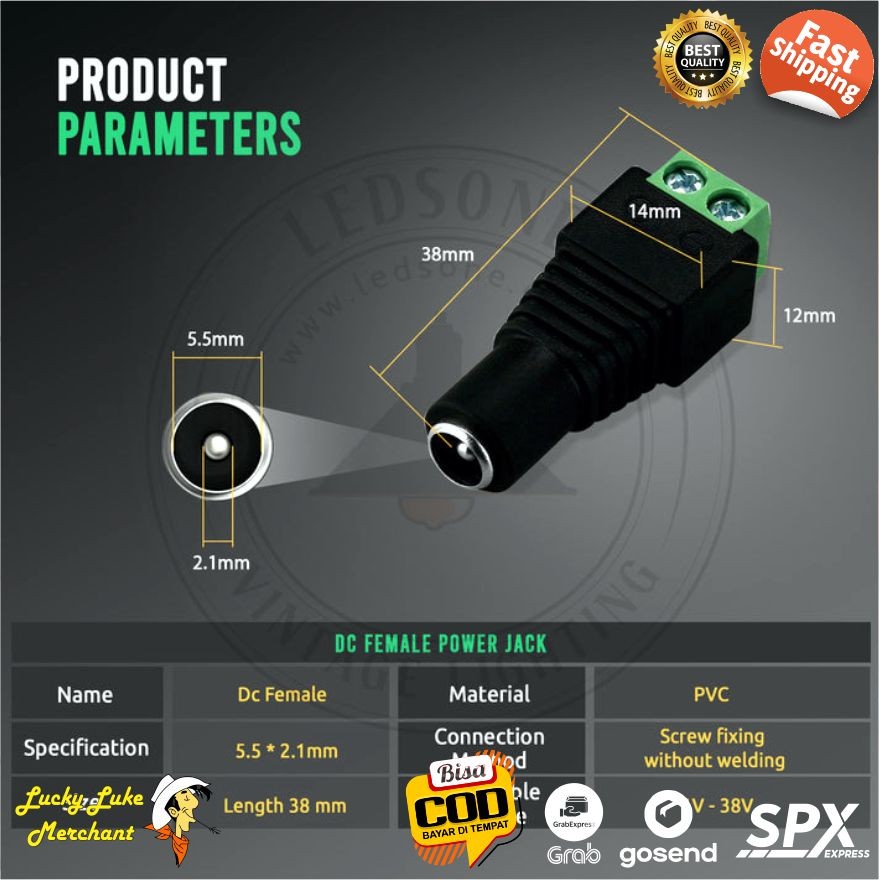 Jual Konektor Power DC Male Female Jack 5,5mm x 2,1 mm Surveilance ...