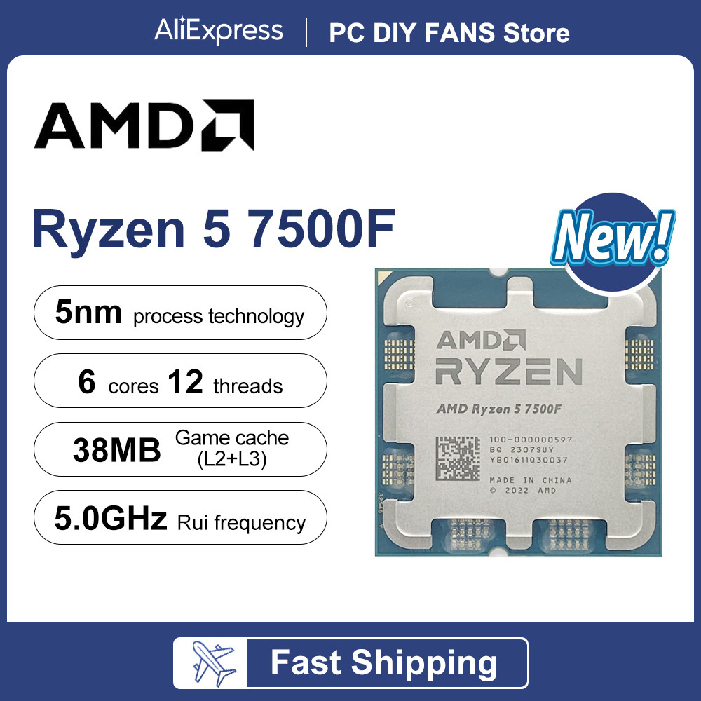 Jual AMD Ryzen 5 7500F R5 7500F 3.7GHz 6-Core 12-Thread CPU Processor 5NM L3=32M 100-000000597 ...