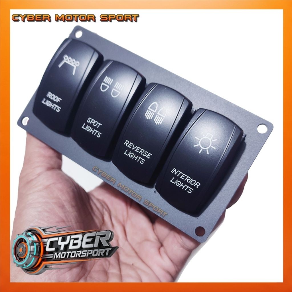 Jual Panel Saklar mobil 4 tombol rocker switch 12v 24v 4 gang LED ...