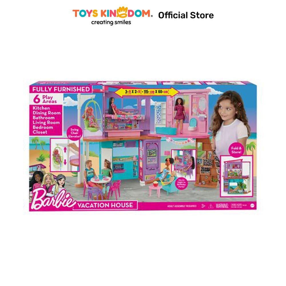 Jual Toys Kingdom Barbie Playset Vacation House Hcd50 Toys Kids Toy ...