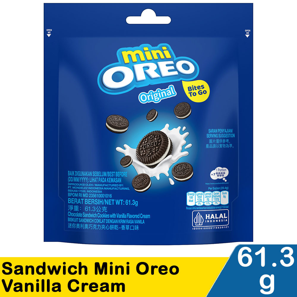Jual OREO SANDWICH MINI VANILLA CREAM 61.3g | Shopee Indonesia