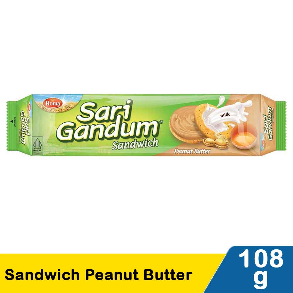 Jual ROMA BISCUIT SARI GANDUM SANDWICH PEANUT BUTTER 108g | Shopee ...