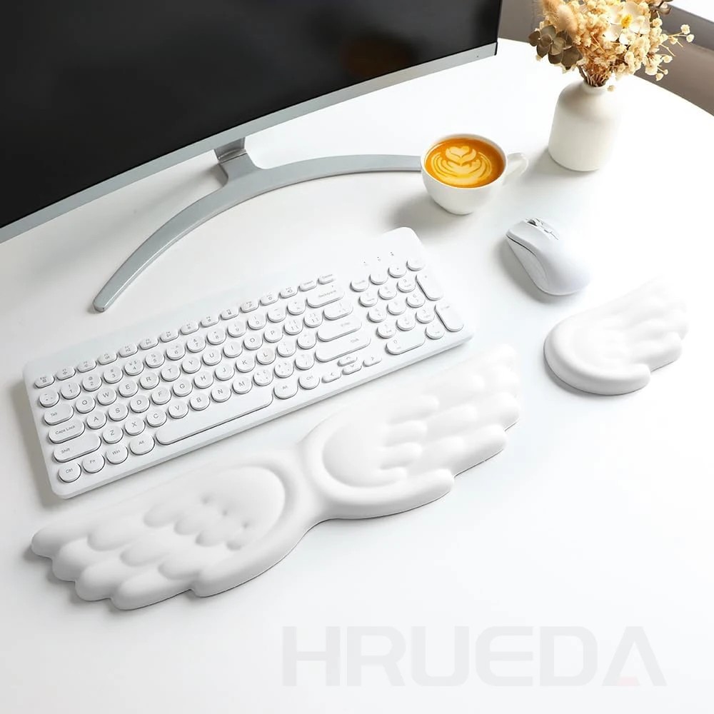 Jual Keyboard Mouse Wrist Rest Angel Wing Memory Foam Mouse Pad Set ...