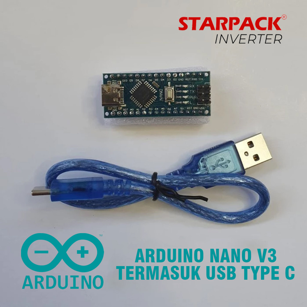 Jual ARDUINO NANO V3 ATMEGA 328P COMPATIBLE BOARD + USB CABLE TYPE C ...