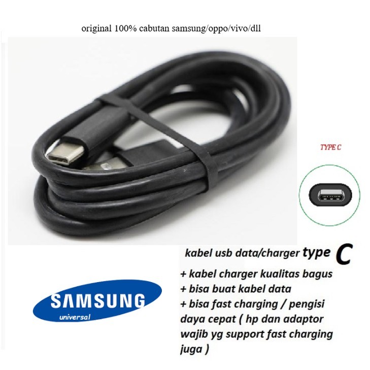 Jual ori 100% (hitam) Usb type C kabel charger samsung A9 2018 (SM ...