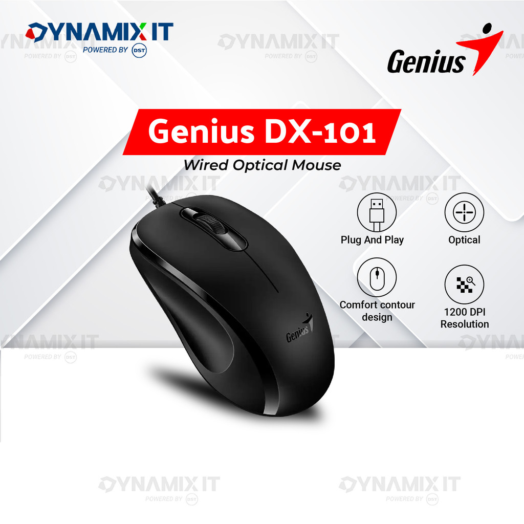Jual Mouse GENIUS DX-101 Optical Mouse 1200 dpi, Wired USB Cable ...