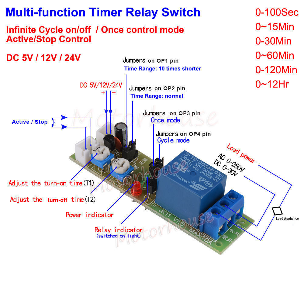 Jual DC 5V 12V 24V Adjustable Trigger Delay Time Turn On Off Relay Swit ...