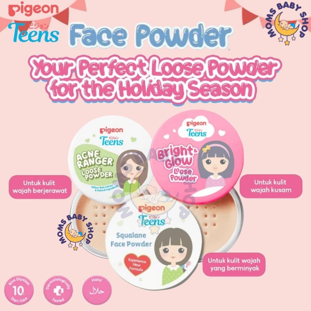 Jual MOM_ PIGEON TEENS Loose Powder 12gr (Bright, Acne, Squalane ...