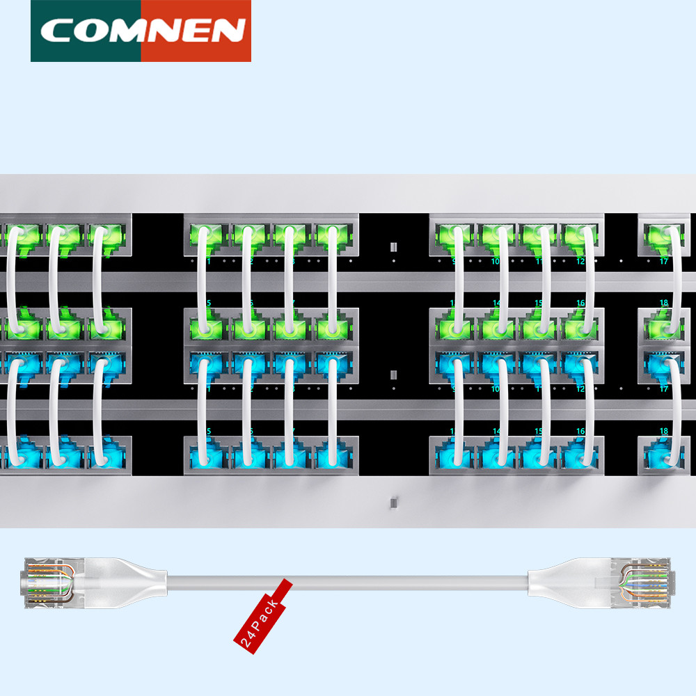 Jual COMNEN 24 Pack Ethernet Lighting Pat Cable Flexiable Slim Cat6a ...