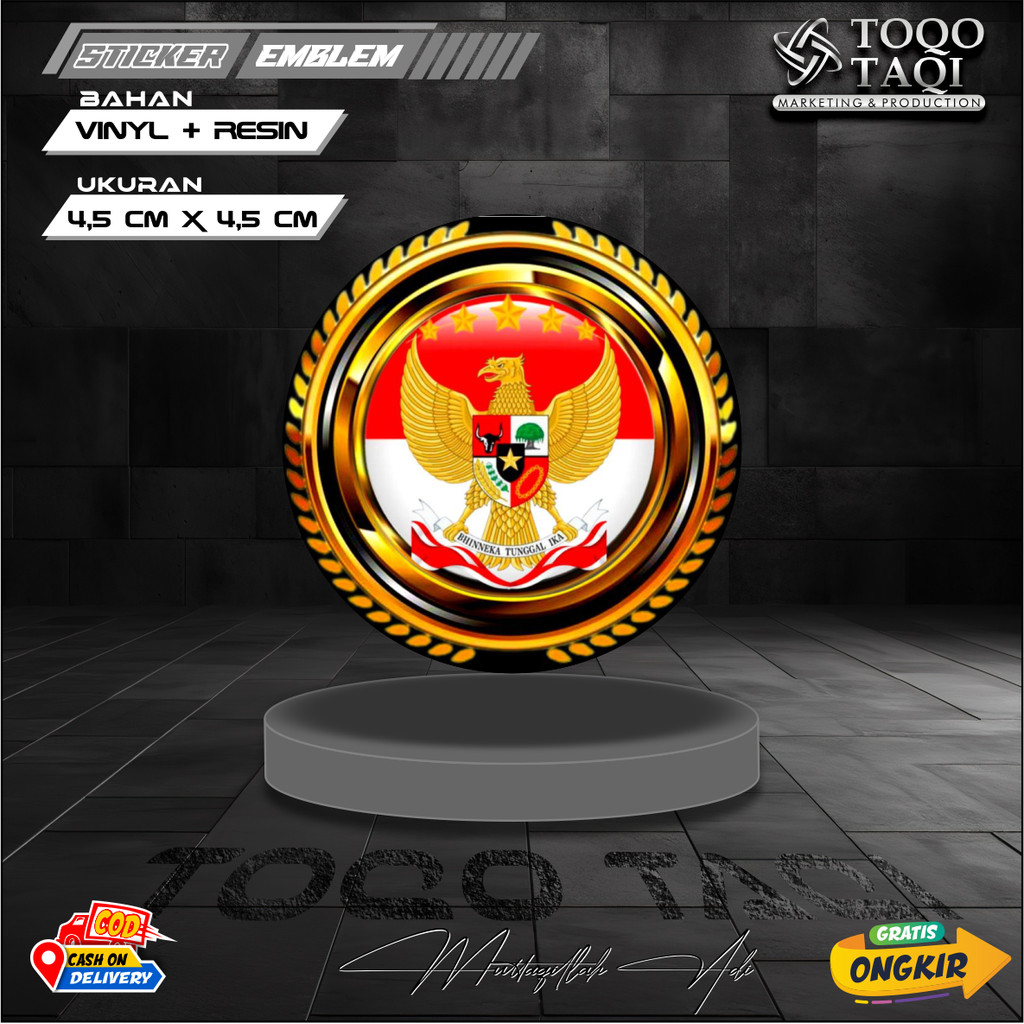 Jual STIKER TIMBUL RESIN EMBLEM LOGO GARUDA MERAH PUTIH GOLD BULAT PADI ...