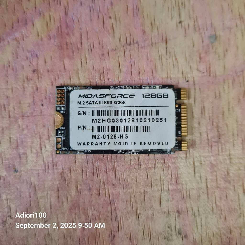 Jual MIDASFORCE 128GB SSD M.2 SATA (bukan NVMe) Ukuran 2242 (pendek) M ...
