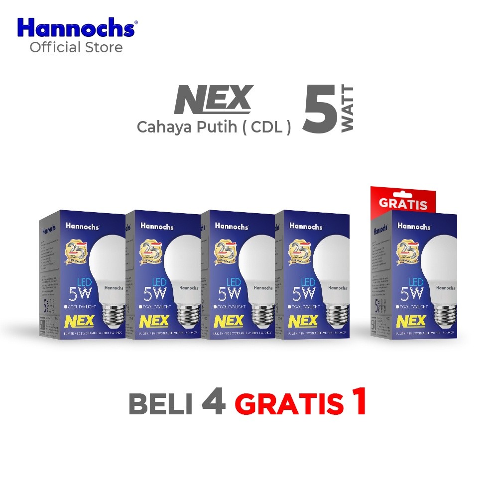 Jual ELECTROTECH Hannochs Lampu Bohlam LED NEX 5W Cahaya Putih Paket ...
