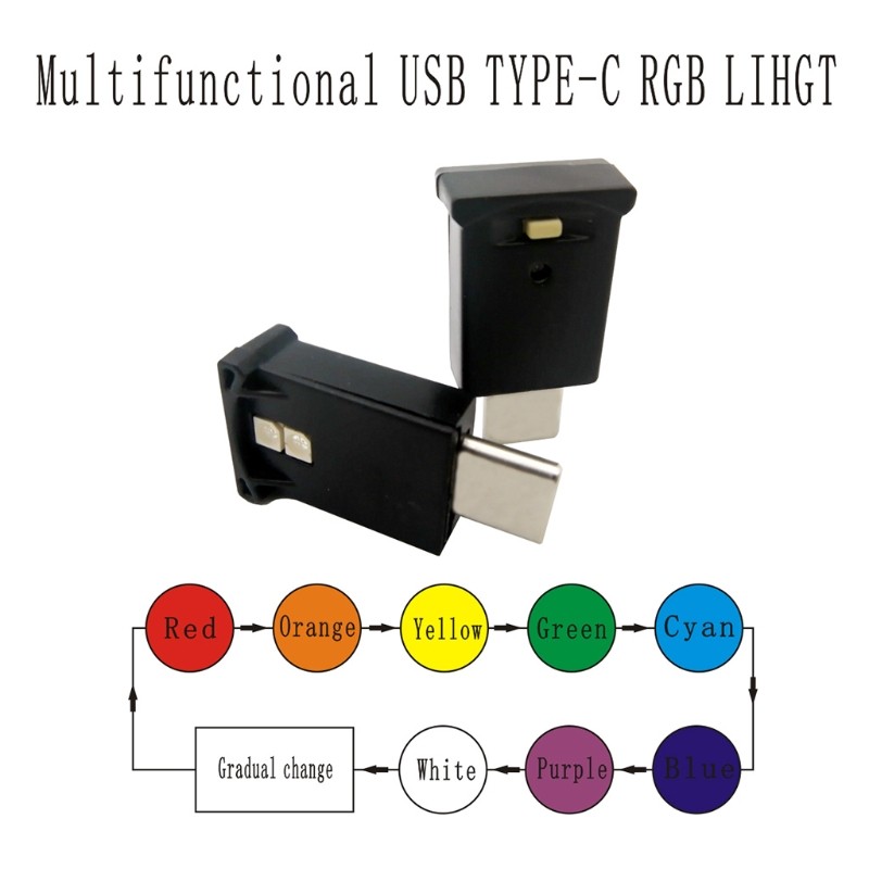 Jual Mini Type-C LED RGB Light Brightness Adjustable 8 Color Changeable ...