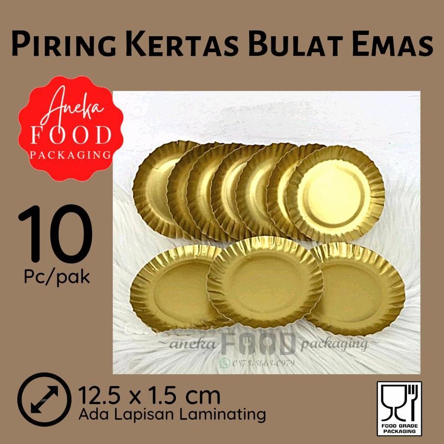 Jual [10 PCS] Piring Mas Ekonomis / Piring Kertas Kue Tart / Piring ...
