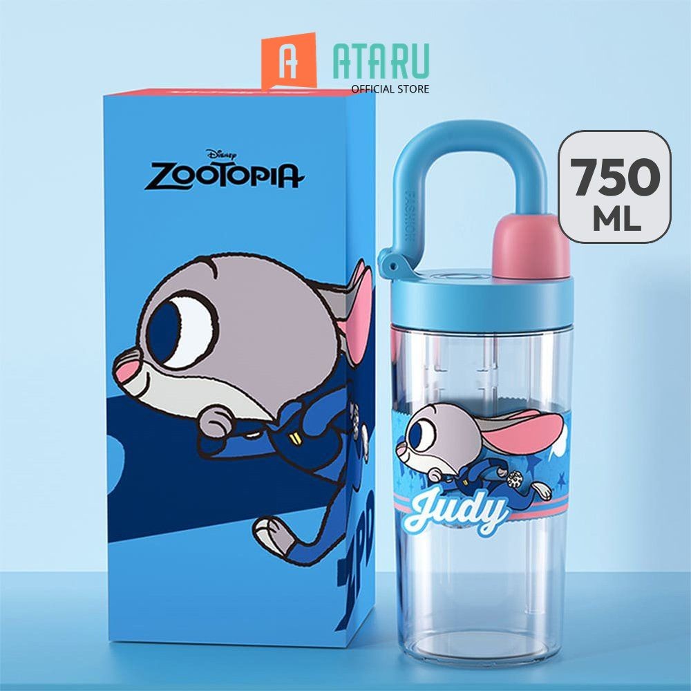 Jual Ataru Botol Minum Plastik Dengan Handle Zootopia 750 ml - Biru ...
