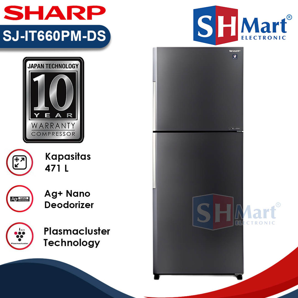 Jual Sharp Kulkas 2 Pintu Inverter 502L SJ-IT660PM-DS / SJIT660PMDS / SJ IT660PM Plasmacluster ...