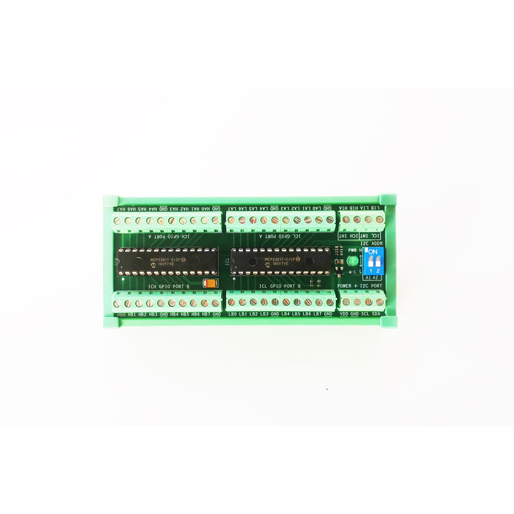 Jual DIN Rail Mount MCP23017 32-Channel GPIO Expander with I2C ...