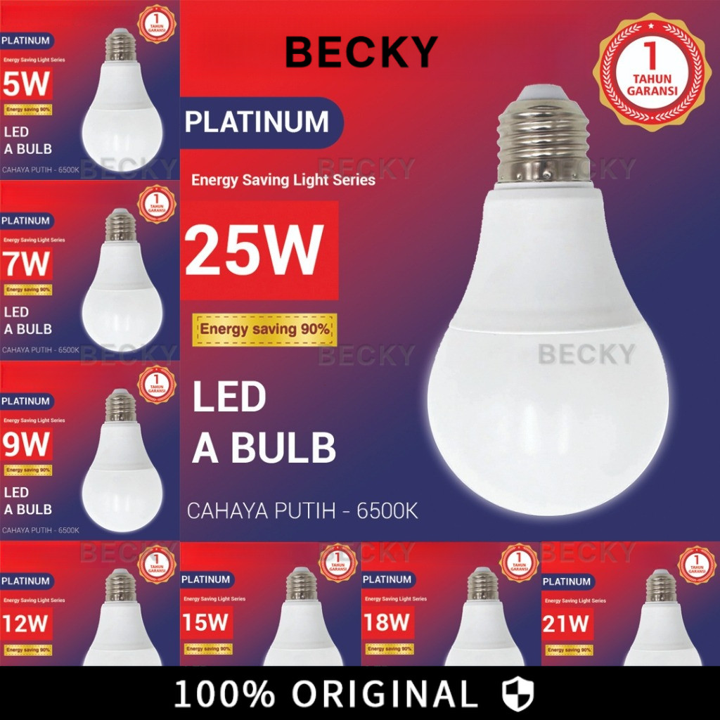 Jual BECKY COD Lampu Garansi Platinum LED Bulb 5w 7w 9w 12w 15w 18w 21w 25w Bohlam LED Cool ...